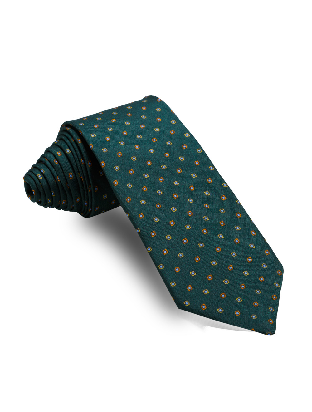 Corbata Verde Botella Dibujos Naranjas