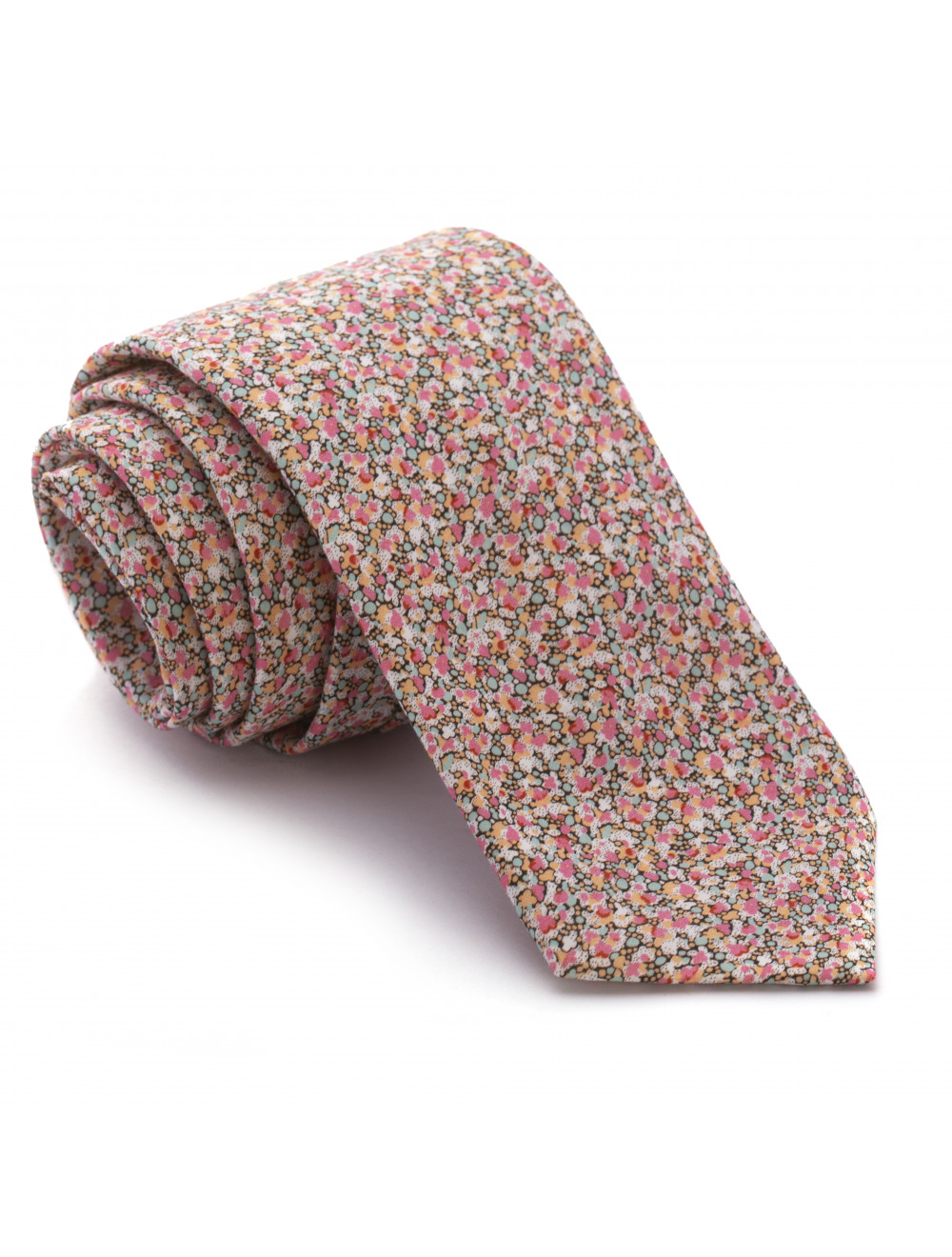 Corbata Liberty Flores Coral y Verde Agua