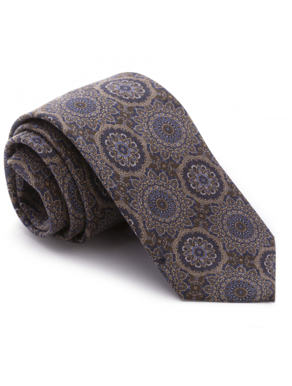 Corbata Marron Dibujos Corbateros Grandes Beige y Marino