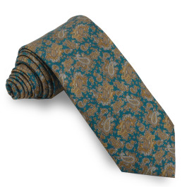 Corbata Verde Botella Cachemires Ocres