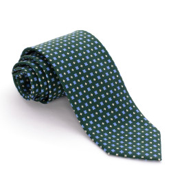 Corbata Verde Botella Dibujos Geométricos Celestes